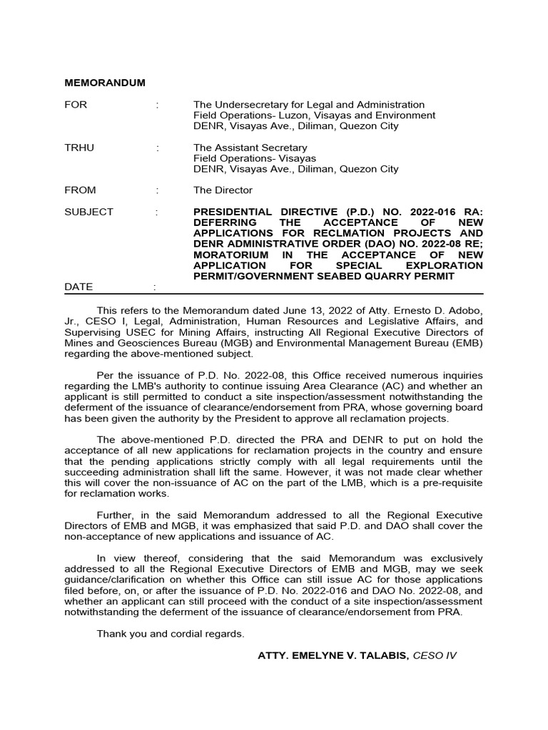 Clarification Presidential Directives | PDF | Government | Justice