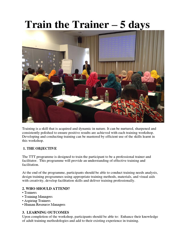 HRDC Train The Trainer Outline | PDF | Facilitator | Creativity
