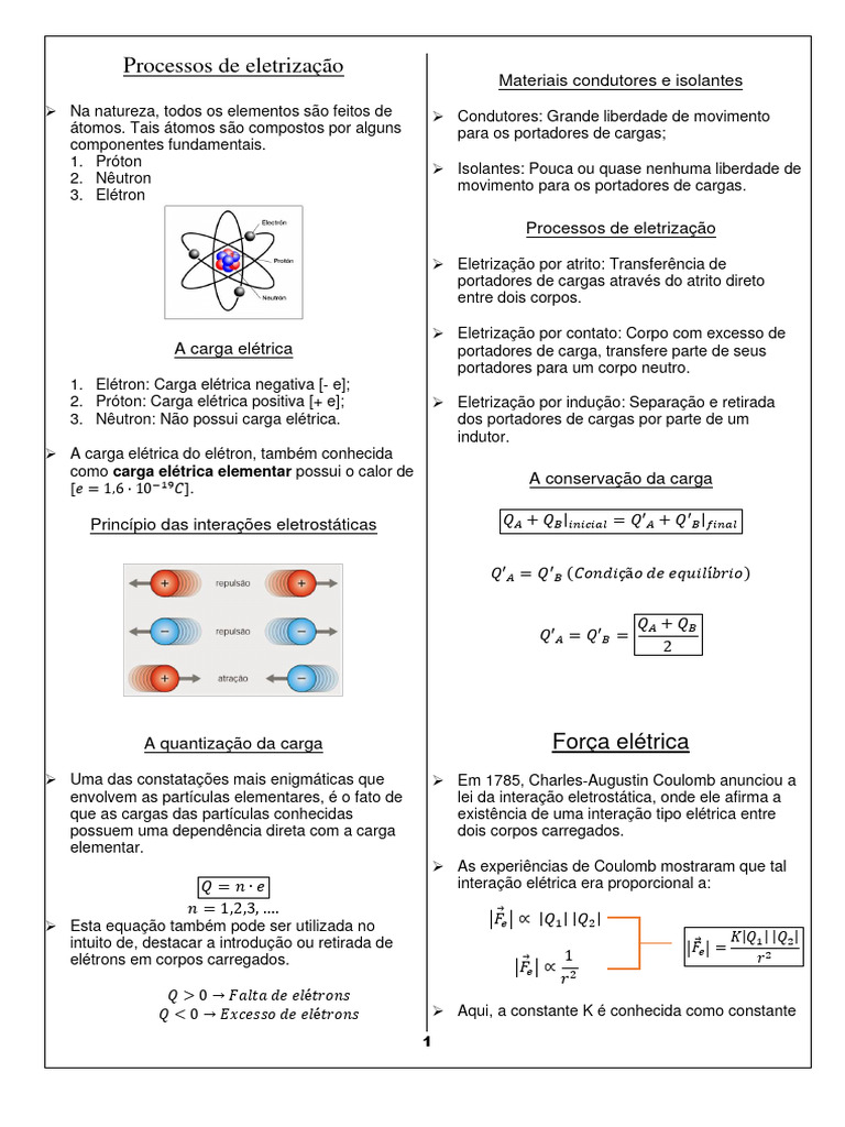 ELETROSTÁTICA- FÍSICA (PROF. HENRIQUE) | PDF | Carga elétrica ...