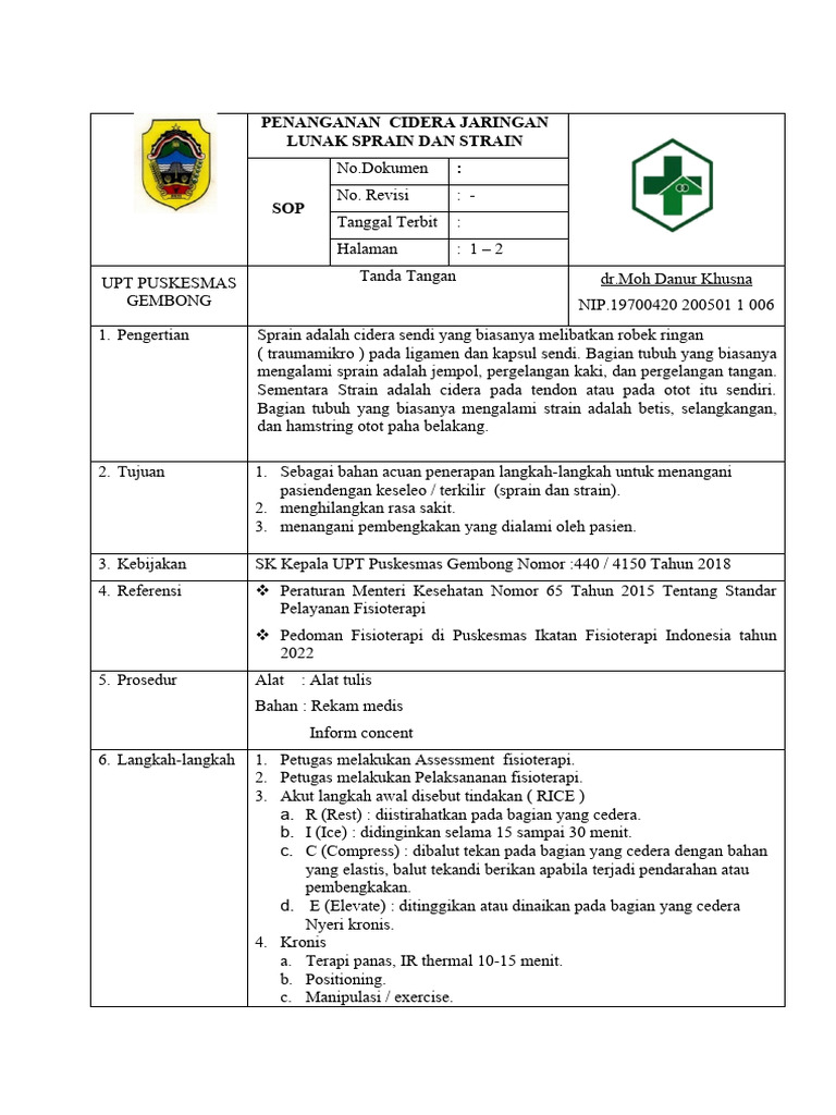 Penanganan Cedera Sprain dan Strain | PDF