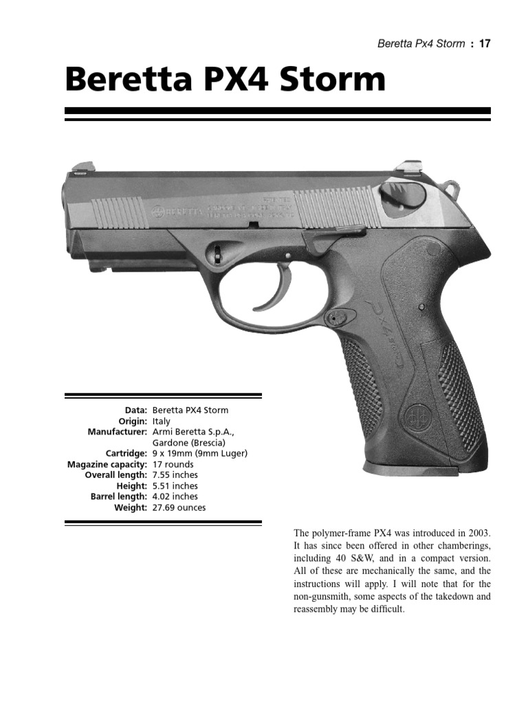 Beretta Px4 Storm: 17 | PDF | Trigger (Firearms) | Firearm Components