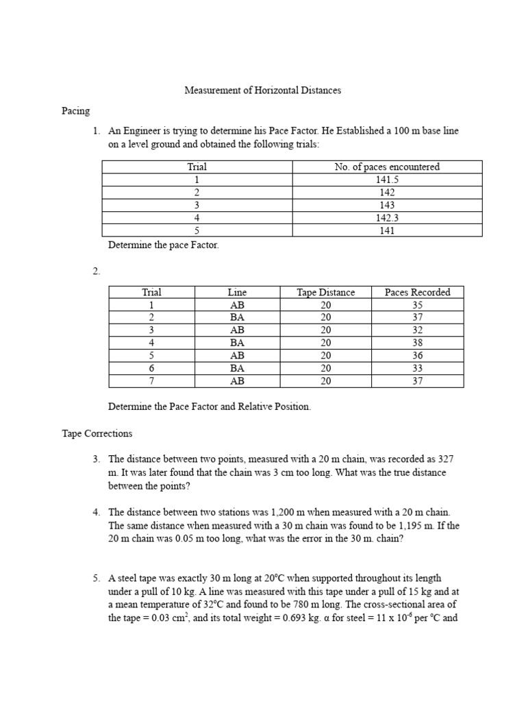 2 Measurement of Horizontal Distances Pacing Taping and Corrections ...