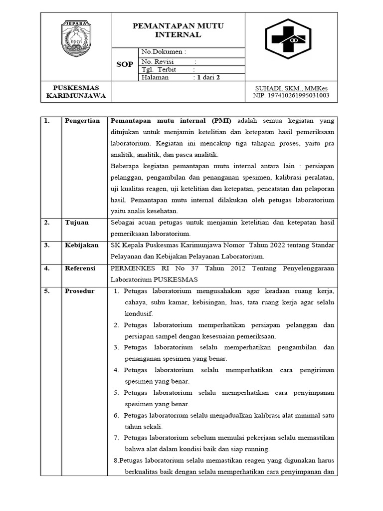 Pemantapan Mutu Laboratorium Puskesmas | PDF