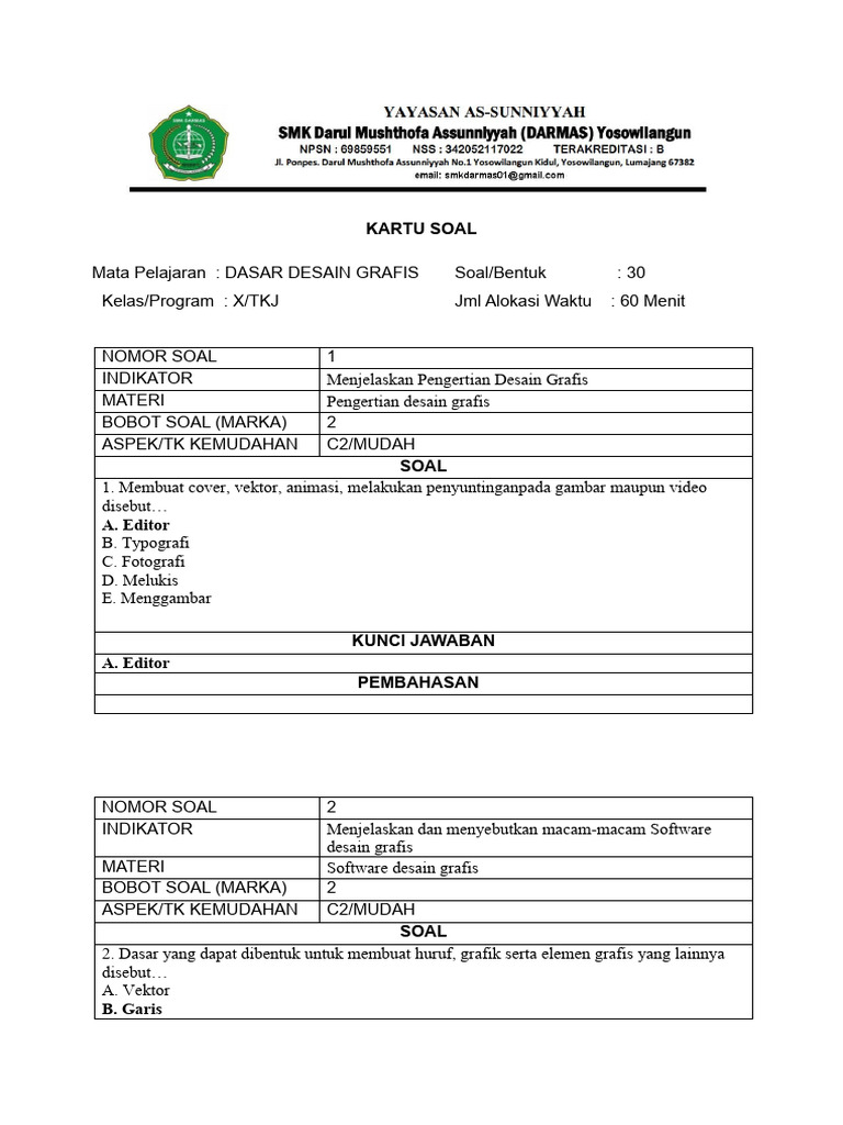 Kartu Soal DDG | PDF | Komputer