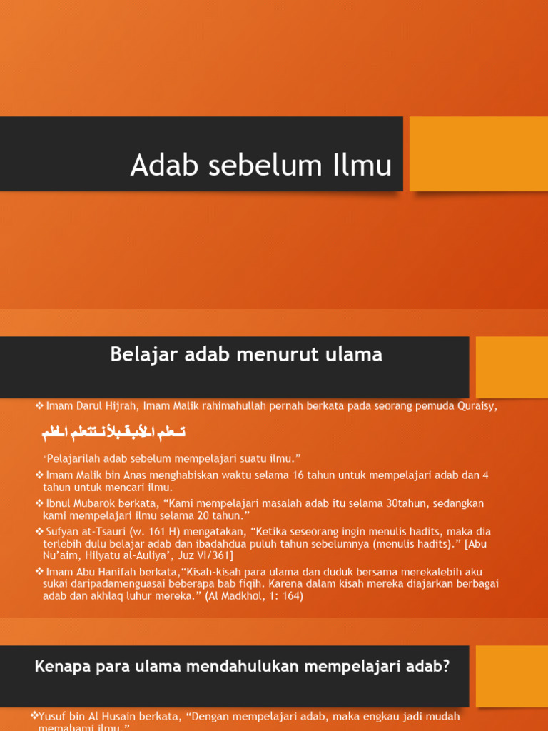 Pentingnya Adab Sebelum Ilmu | PDF