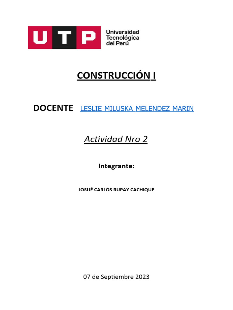 Actividad Nro 2 Construccion 1 | PDF | Hormigón | Cemento