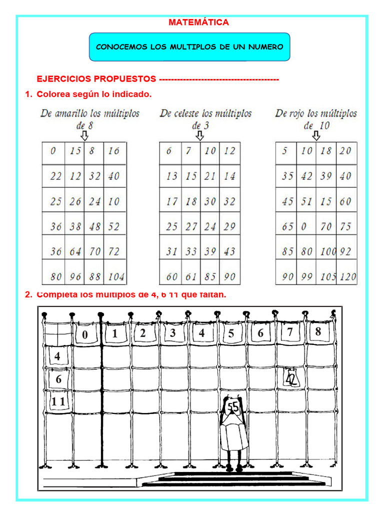 Hoja De Trabajo De Múltiplos De Cuarto Grado Fichas Para Trabajar