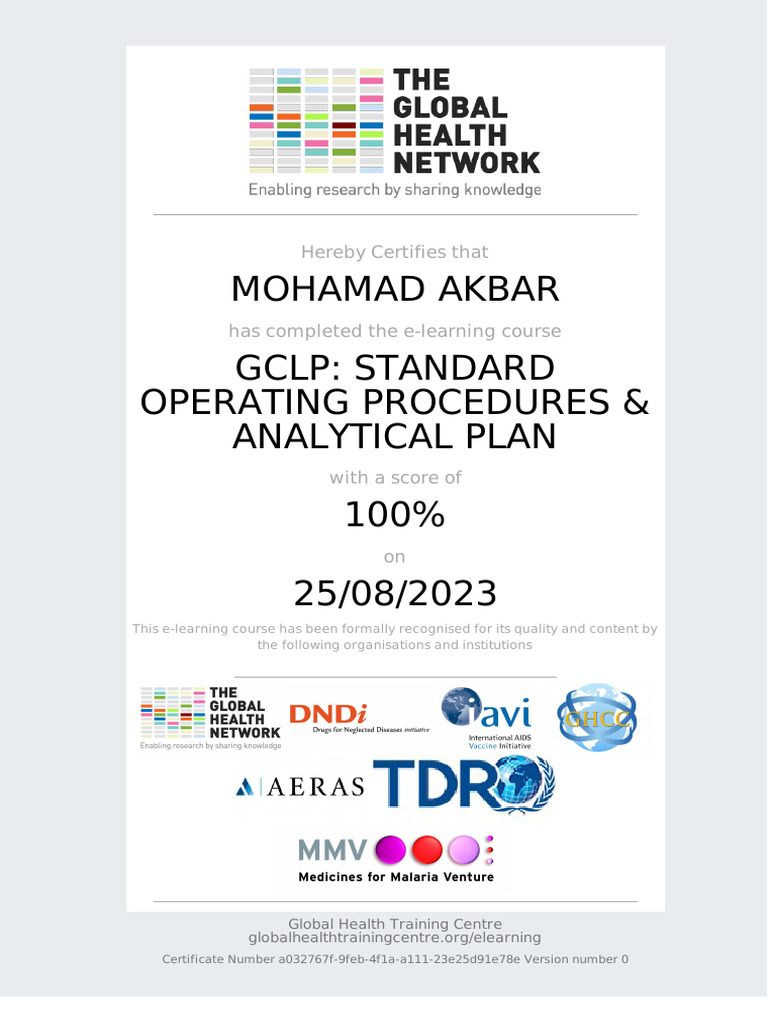 GCLP Standard Operating Procedures and Analytical Plan | PDF
