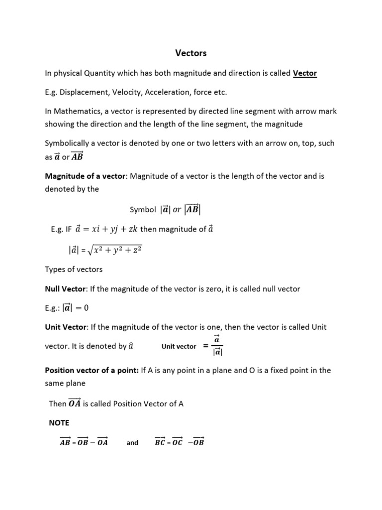2020 Vectors Pdf Euclidean Vector Space
