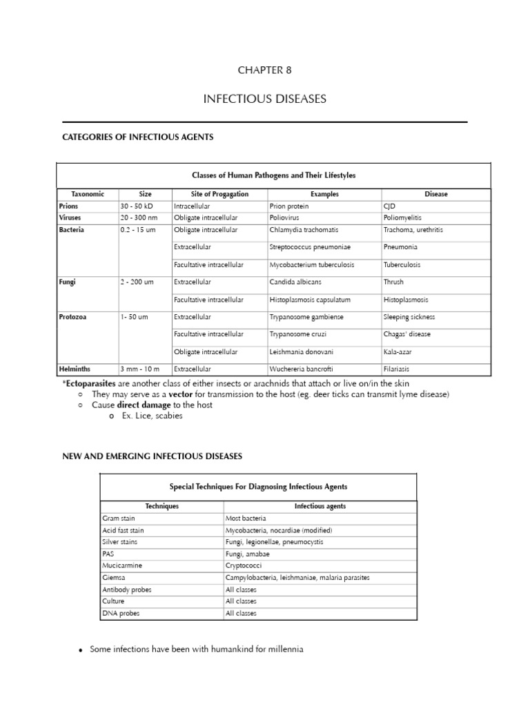 Chapter 8 - Infectious Diseases | PDF | Immune System | Bacteria