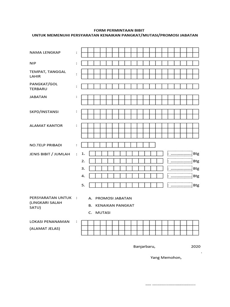 Form Permintaan Bibit Asn2 | PDF | Karier & Perkembangan | Bisnis