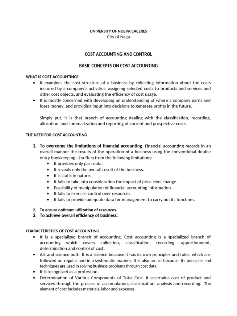 Cost Accounting Essentials | PDF | Cost Accounting | Cost