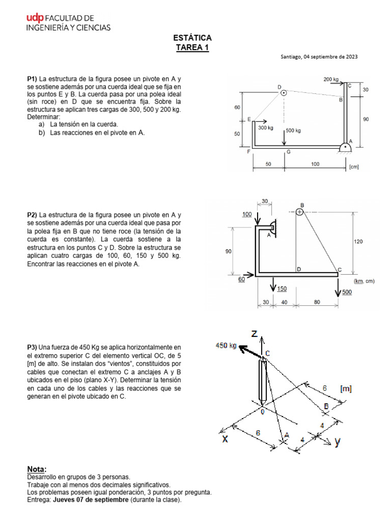 Tarea 1 Estática | PDF | Mecánica | Ingeniería mecánica