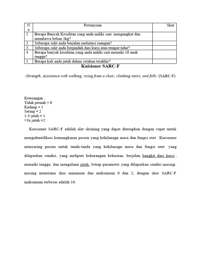 Kuesioner SARC-F | PDF