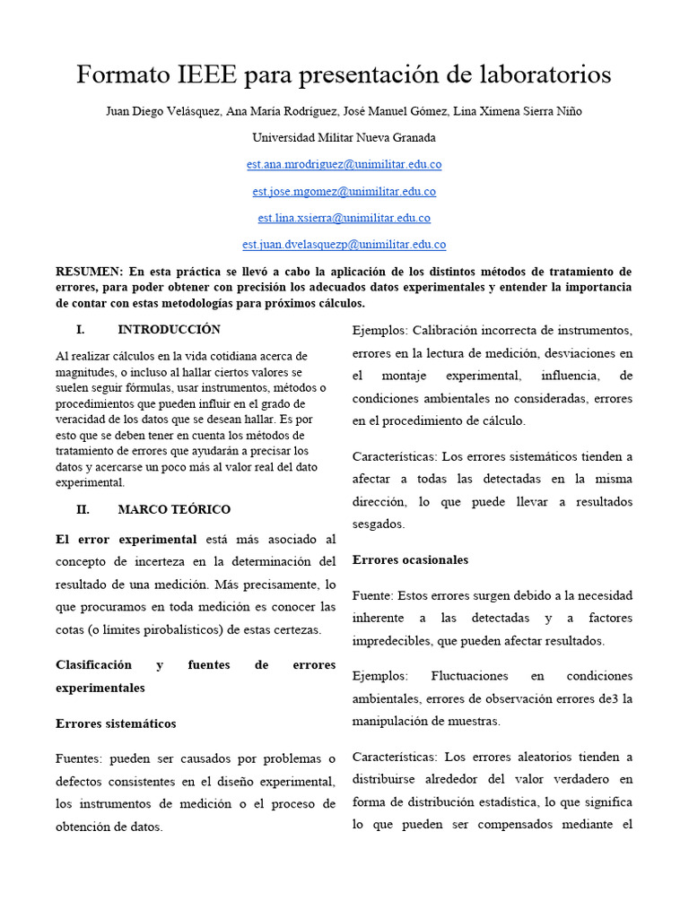 Formato IEEE para Informes (1) | PDF | Desviación Estándar | Media