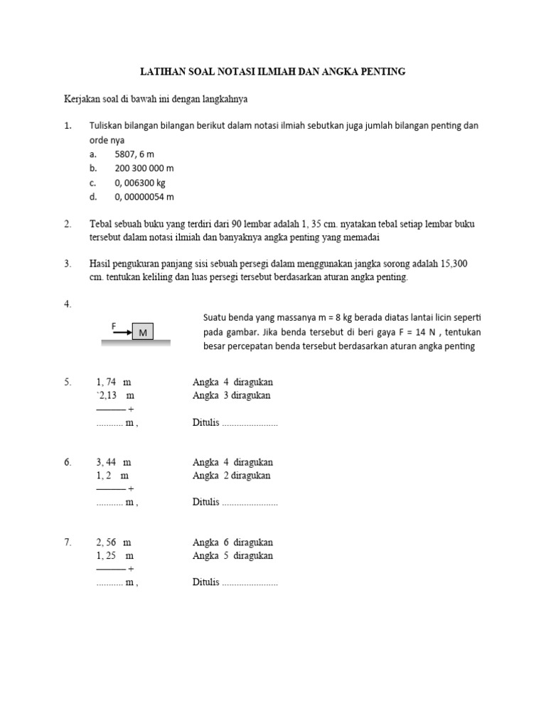 Latihan Notasi Ilmiah dan Angka Penting | PDF