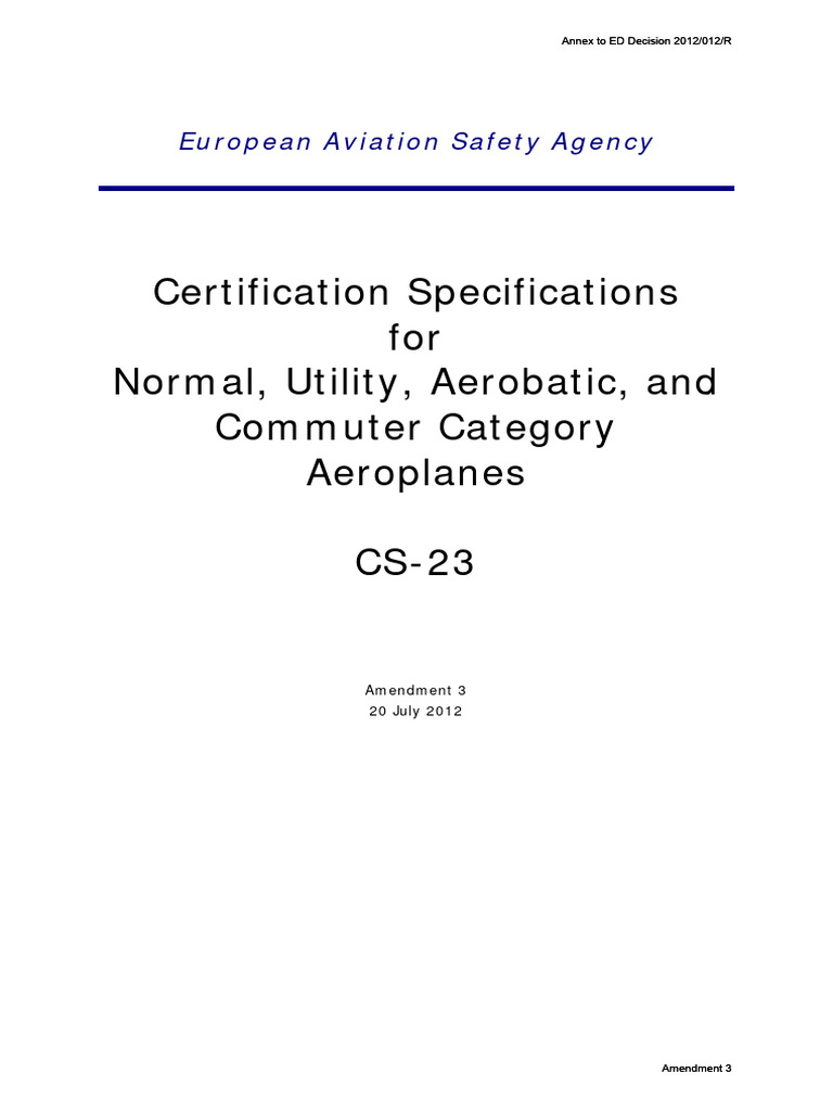 CS-23 Amdt 3 | PDF | Takeoff | Airplane
