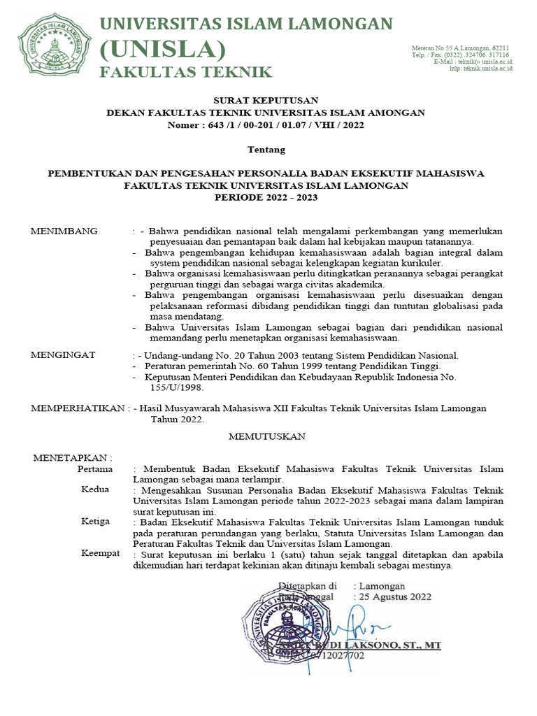 SK Dekan-BEM 2023 | PDF