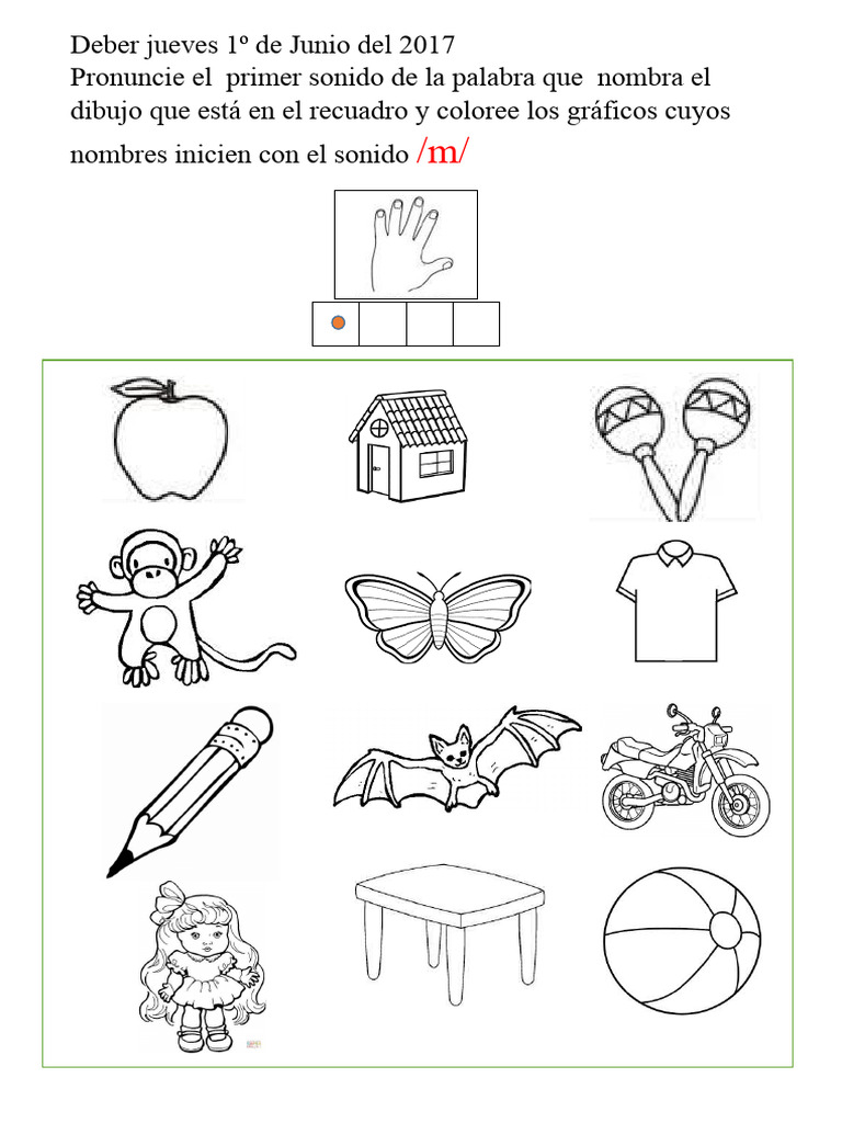 Actividad de Sonidos Iniciales /m/ | PDF