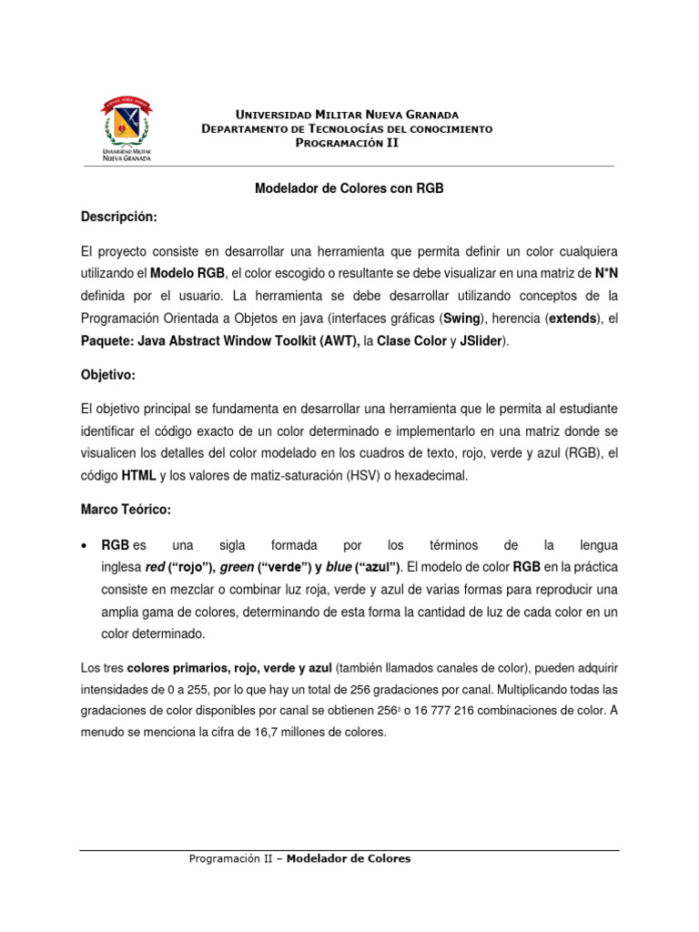 Modelador de Colores en Java RGB | PDF | Color | Modelo de color Rgb