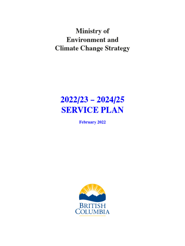 BC Ministry of Environment and Climate Change Strategy Service Plan ...