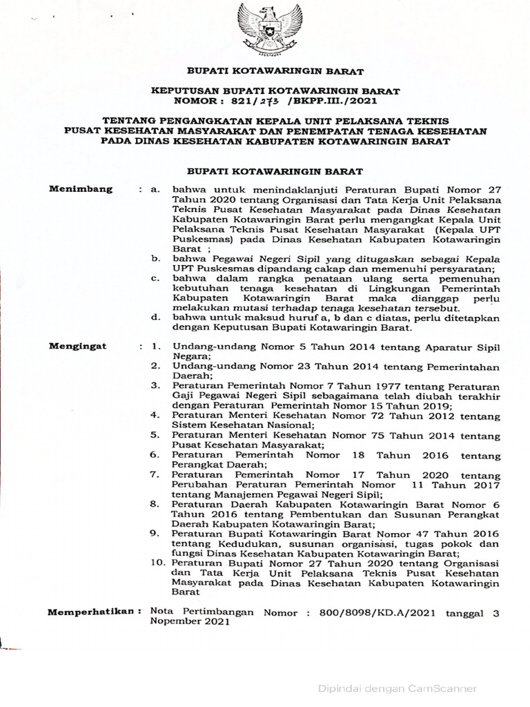 SK Pengangkatan Kapus | PDF