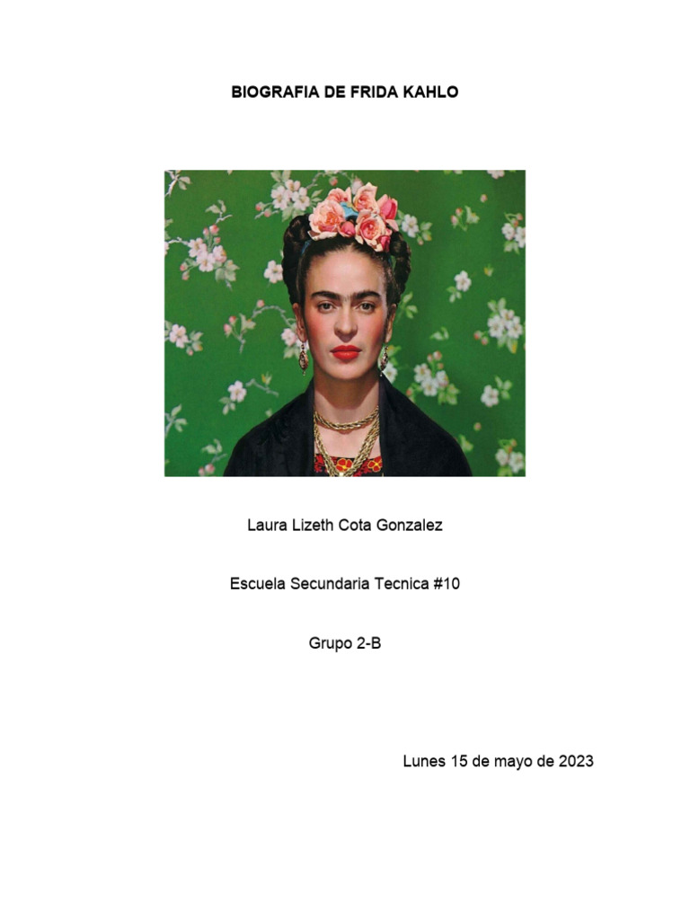 Biografía de Frida Kahlo: Vida y Obras | PDF