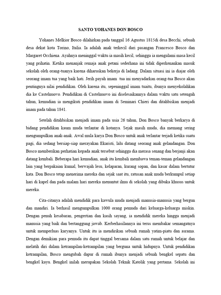 Santo Yohanes Don Bosco | PDF