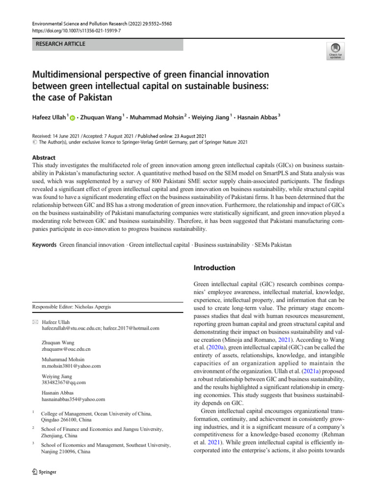Multidimensional Perspective of Green Financial Innovation | PDF ...