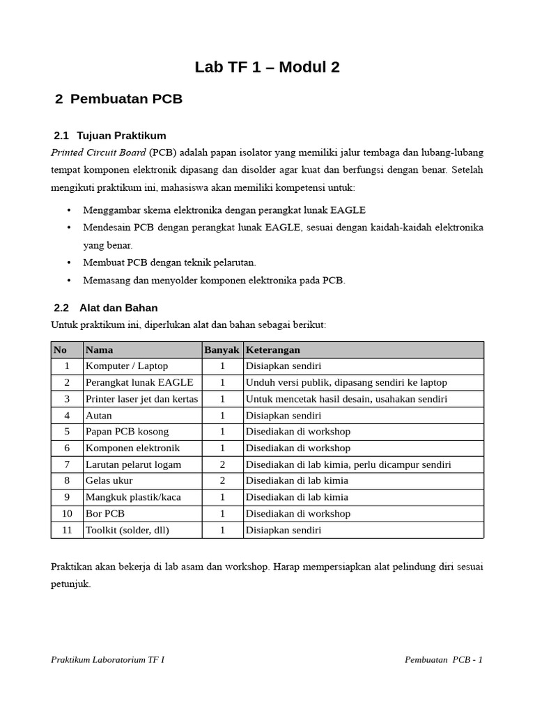 "Panduan Praktikum Pembuatan PCB" | PDF