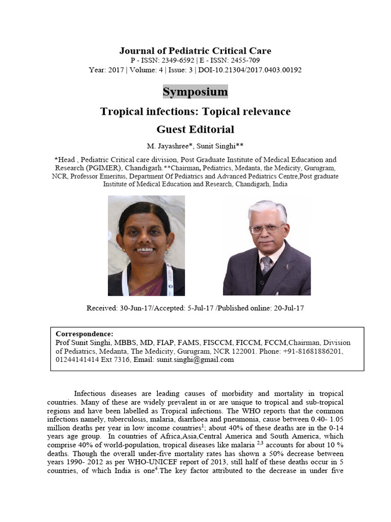 Management of Tropical Infections in Pediatrics | PDF | Shock ...