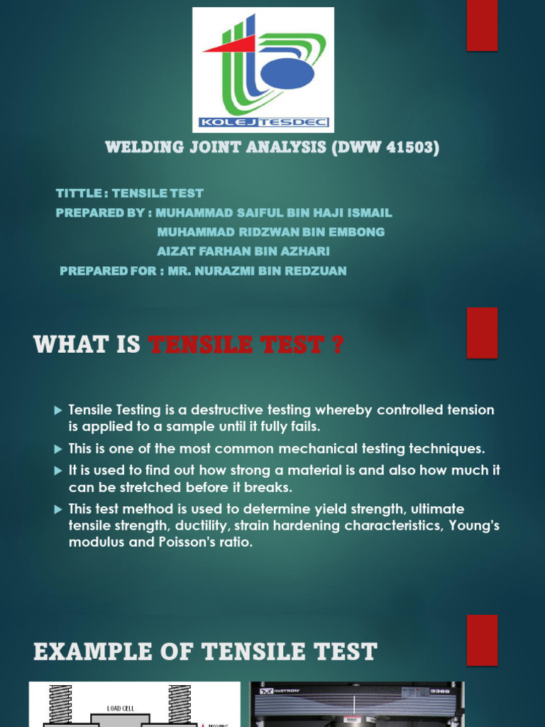 Presentation TENSILE TEST | PDF | Deformation (Engineering) | Ultimate ...