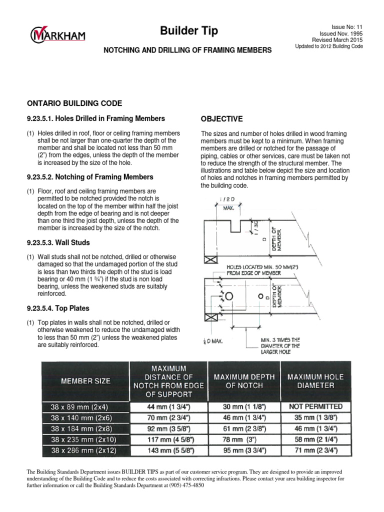 Notching and Drilling of Framing Members | Download Free PDF | Framing ...