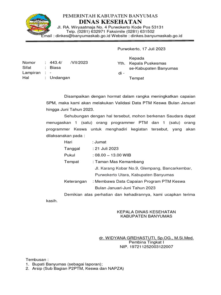 Surat Validasi PTM Keswa | PDF