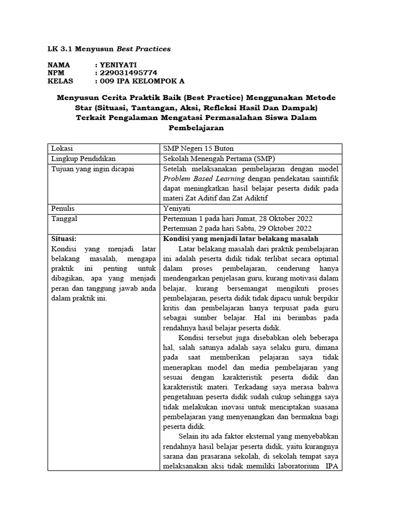 LK 3.1 Menyusun Best Practices | PDF