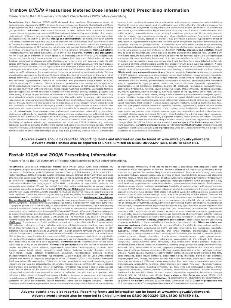 Trimbow-Fostair Combined Pi 78785 | PDF | Asthma | Chronic Obstructive ...