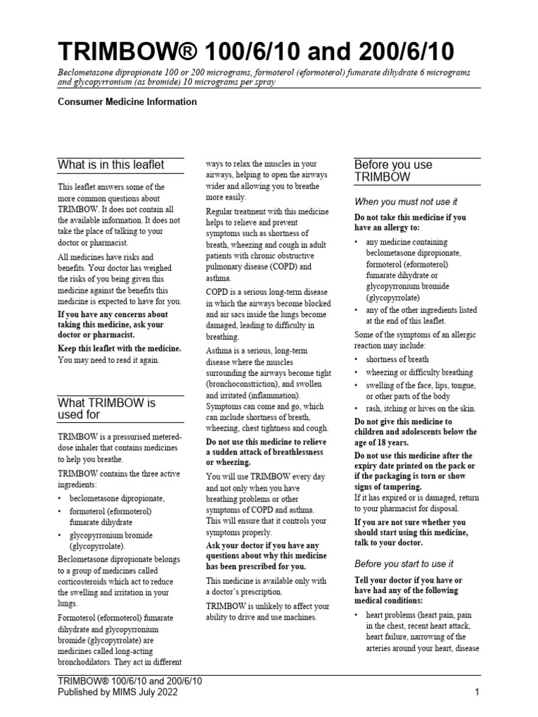 TRIMBOW® 100/6/10 and 200/6/10: What Is in This Leaflet Before You Use ...