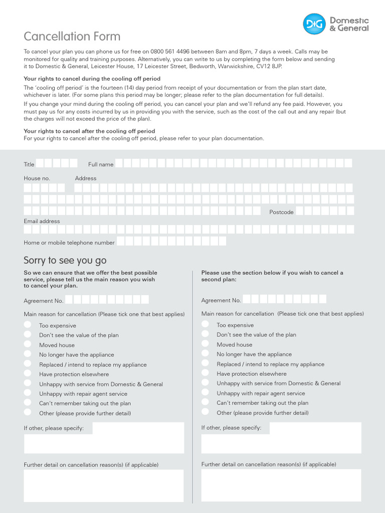 DG Cancellation Form | PDF | Business Law | Business