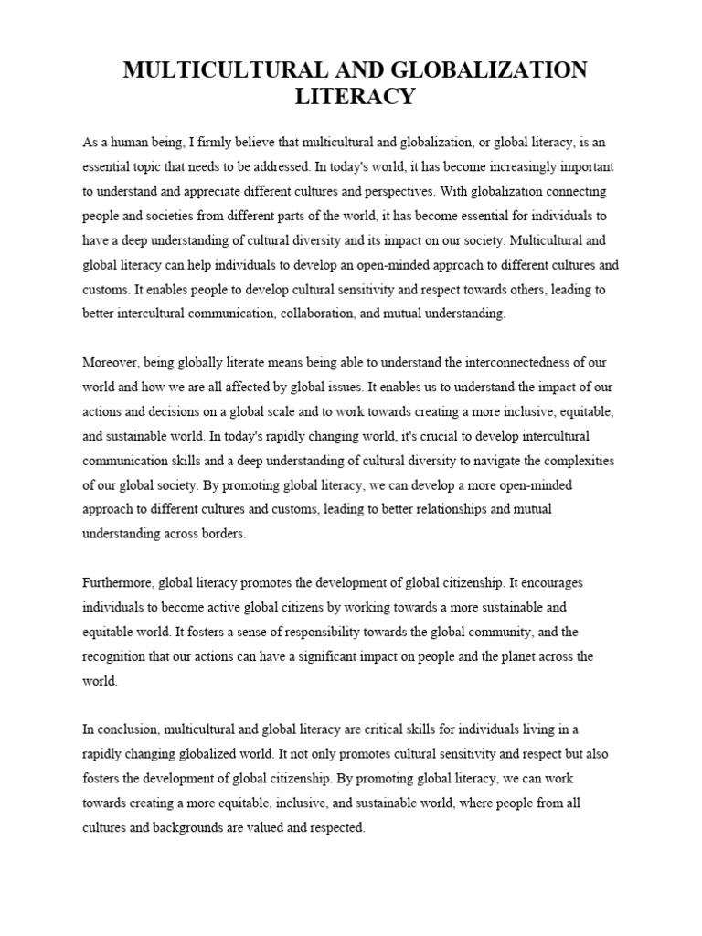 A Reflection For Multicultural and Globalization | PDF | Literacy ...