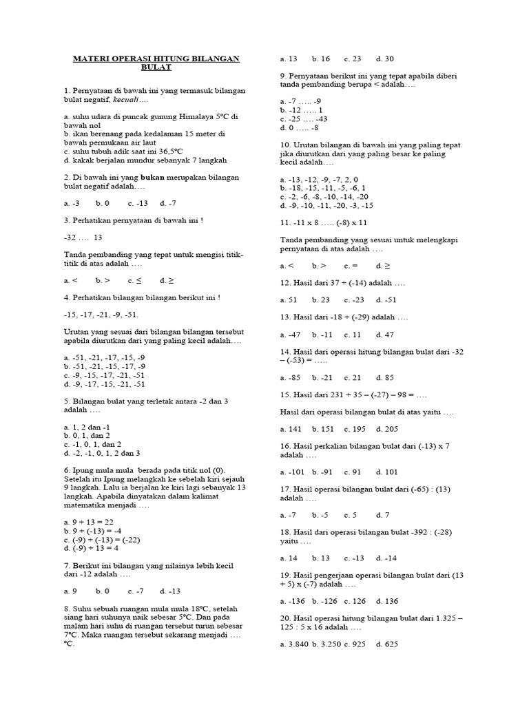 Bilangan Bulat | PDF