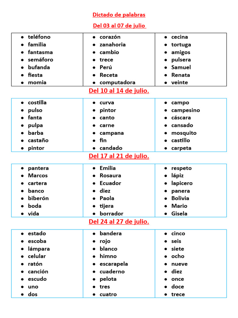 Dictados Semanales para Primaria | PDF