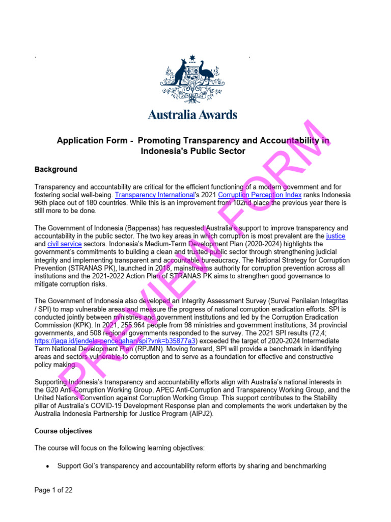 Preview Application Promoting Transparency and Accountability | PDF ...
