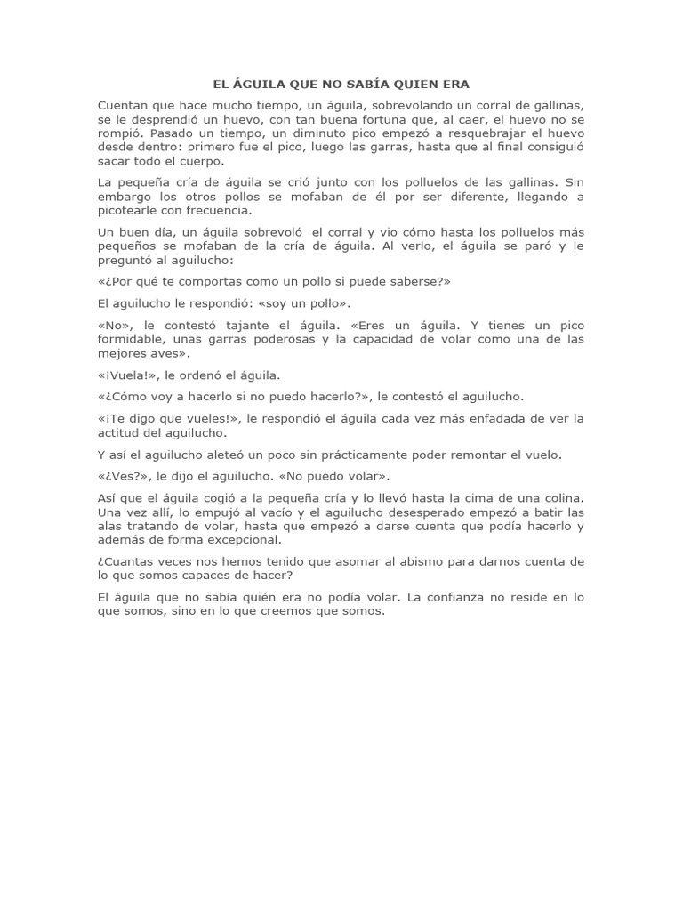 El Águila Que No Sabía Quien Era | PDF