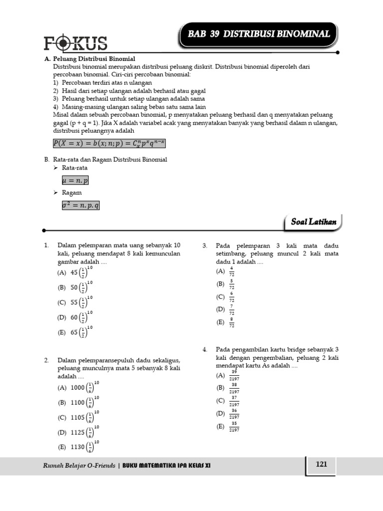 Matematika Kelas XI: Distribusi Binomial | PDF