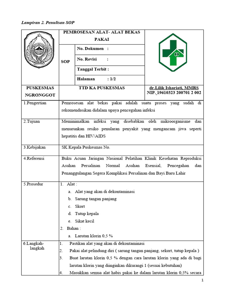 Sop 50 Pemrosesan Alat Habis Pakai | PDF