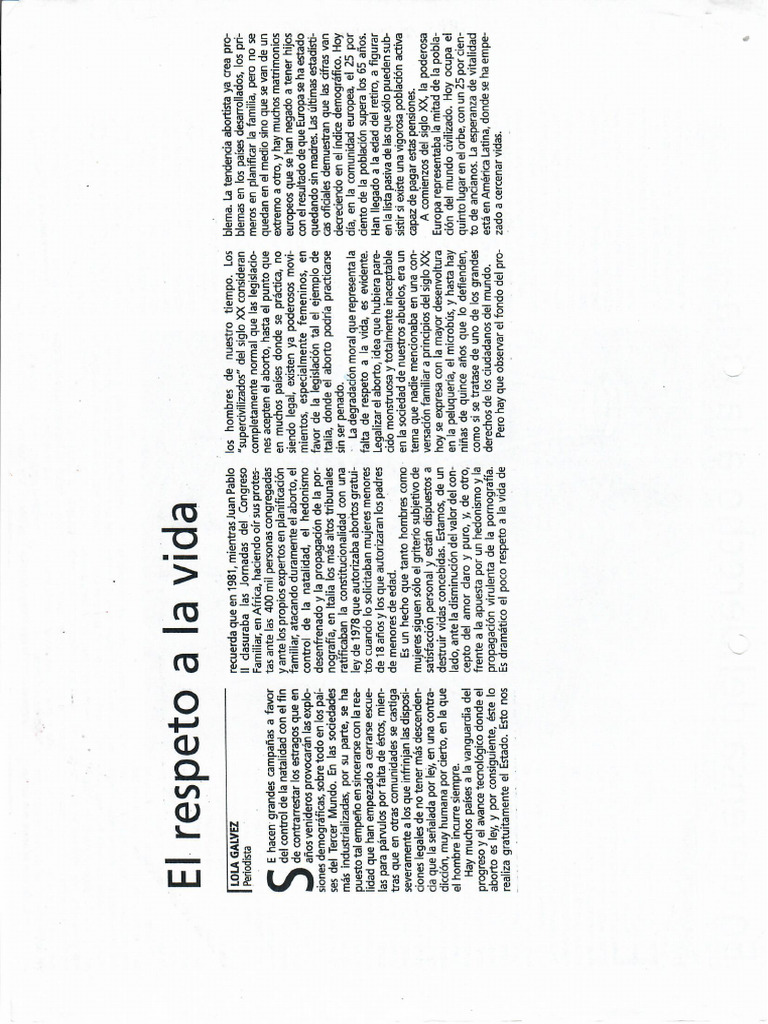 6 Lectura El Respeto A La Vida Pdf