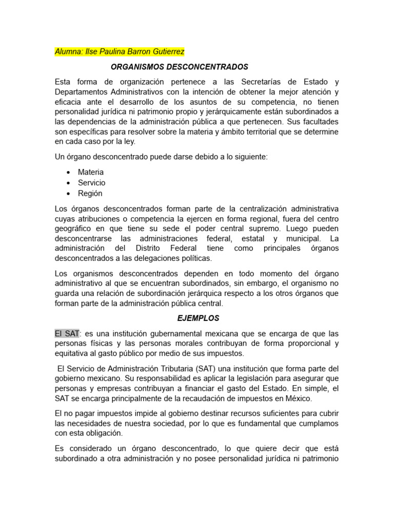 Organismos Desconcentrados | PDF | Gobierno | Gobernancia