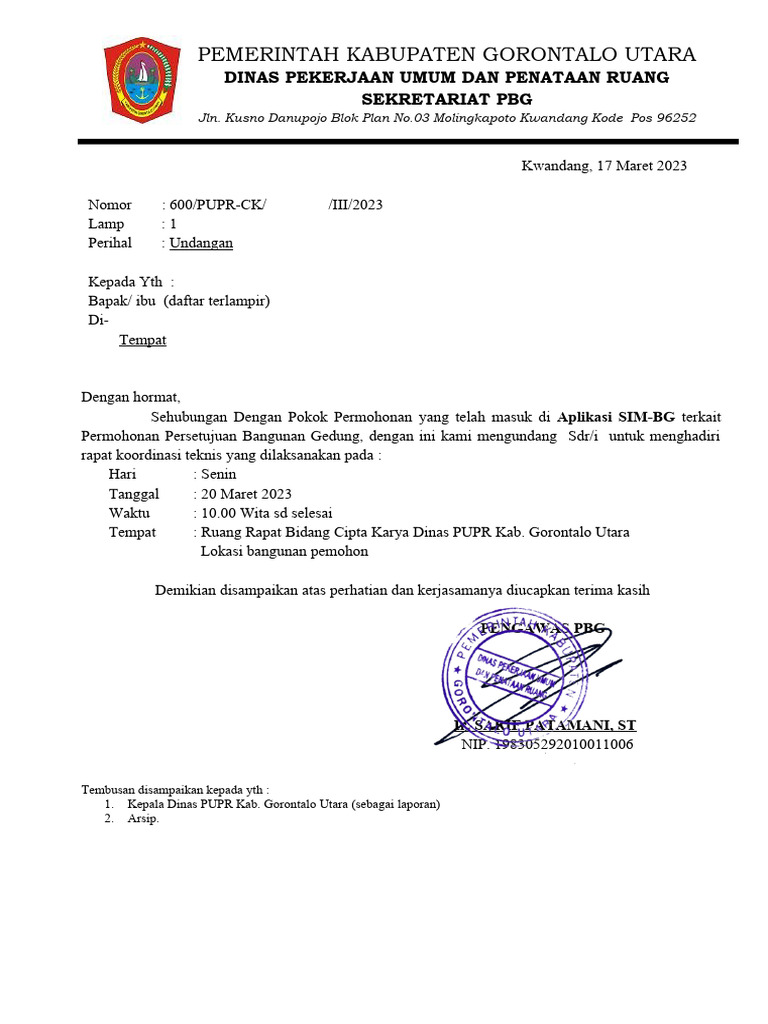 Surat Undangan Koordinasi | PDF