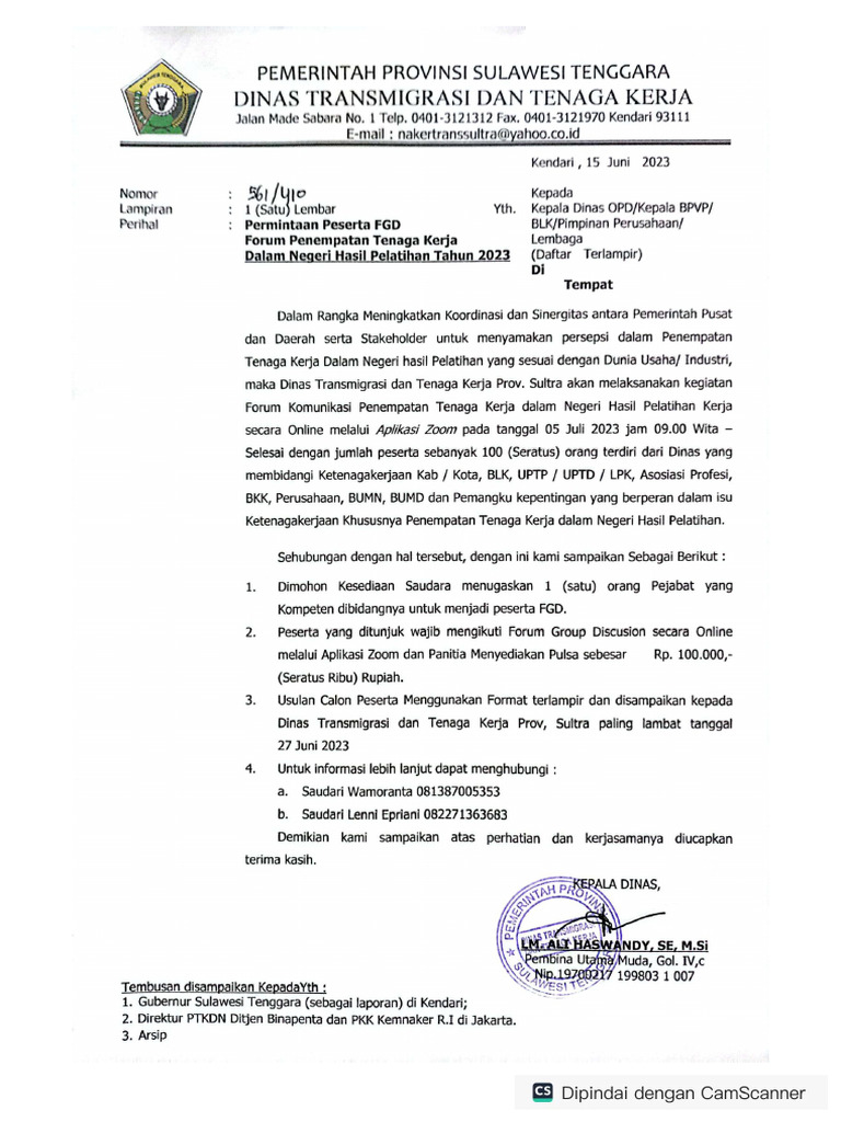 Surat Permintaan Peserta FGD | PDF