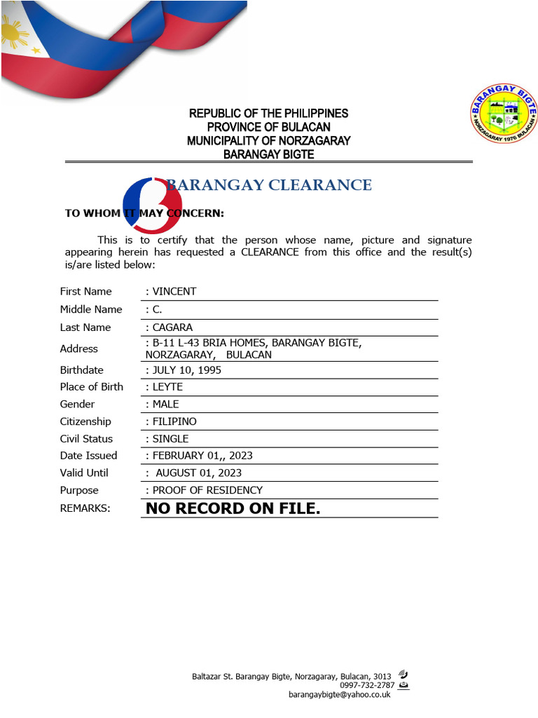 Brgy. Clearance | PDF